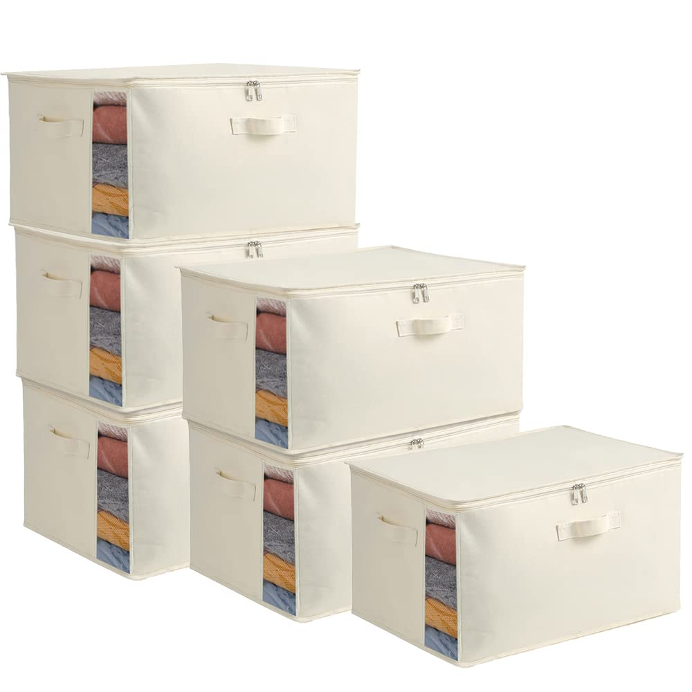 Vailando 6-Pack Large Canvas Comforter Storage Bags Closet Organizer ...