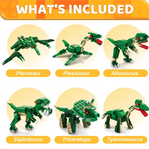 JOYIN 673Pcs Dinosaurs Building Blocks Set, 6-in-1 STEM Dino Building ...