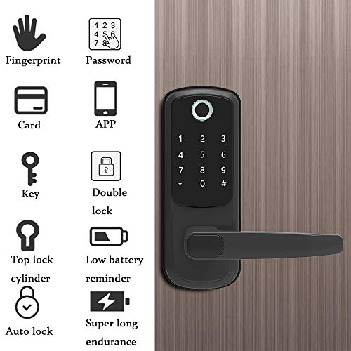 5-in-1 Smart Dore Lock,Arcwares Fingerprint Door Lock with Reversible ...