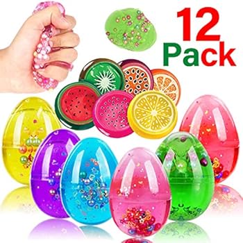 Amazon.com: 12 PCs Iridescent Silly Fluffy Slime Clear Colorful Putty ...