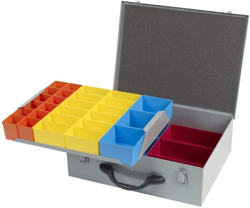 Silver Metal Storage Screw Organiser Tool Box Compartment System Case ...