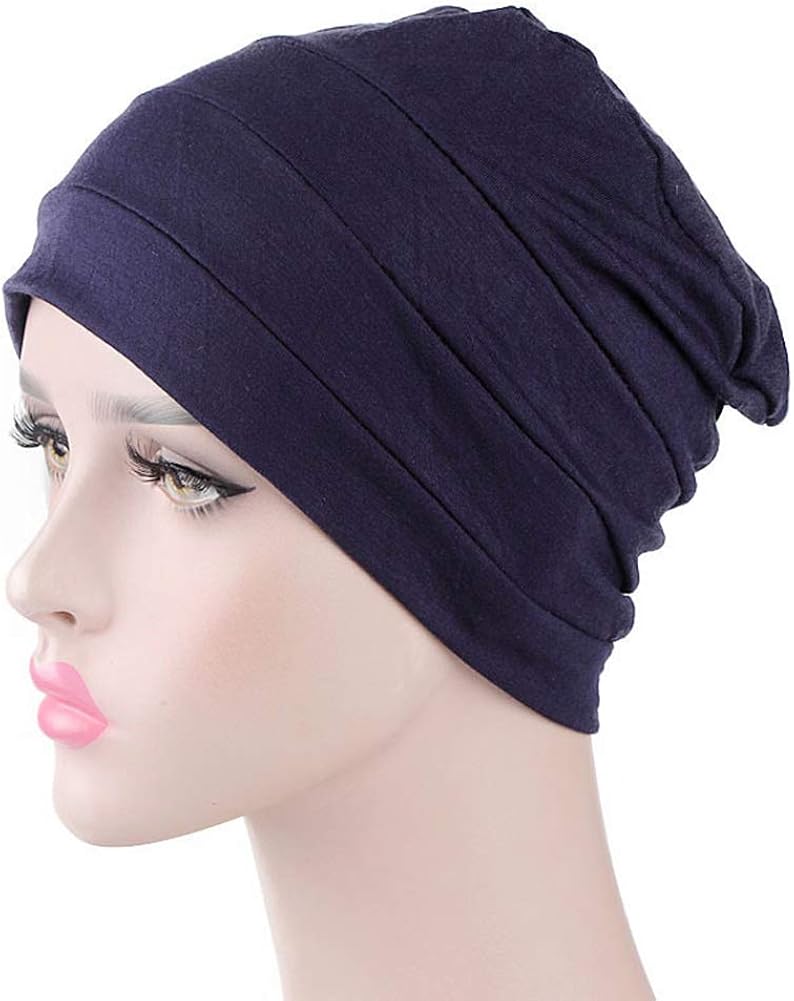 seawood Solid Color Men Women Pleated Cotton Beanie Cap Hair Loss ...