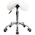 Amazon.com: KKTONER Rolling Saddle Stool PU Leather Swivel Adjustable Rolling Stool with Wheels ...