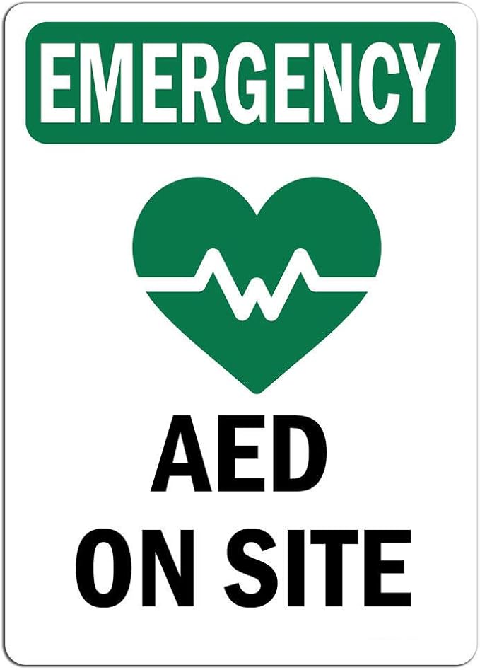 Amazon.com : Emergency Sign - AED On Site with Symbol| Label Decal ...