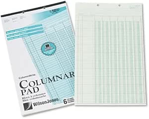 Amazon.com : Columnar Ruled Pad, 6 Column/1-5/16", No Folio/Date, 8-1/2 ...
