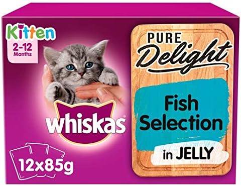 whiskas Kitten 1 Box of Pure Mix Poultry 6 pouches/Fish 6 pouches Milky ...