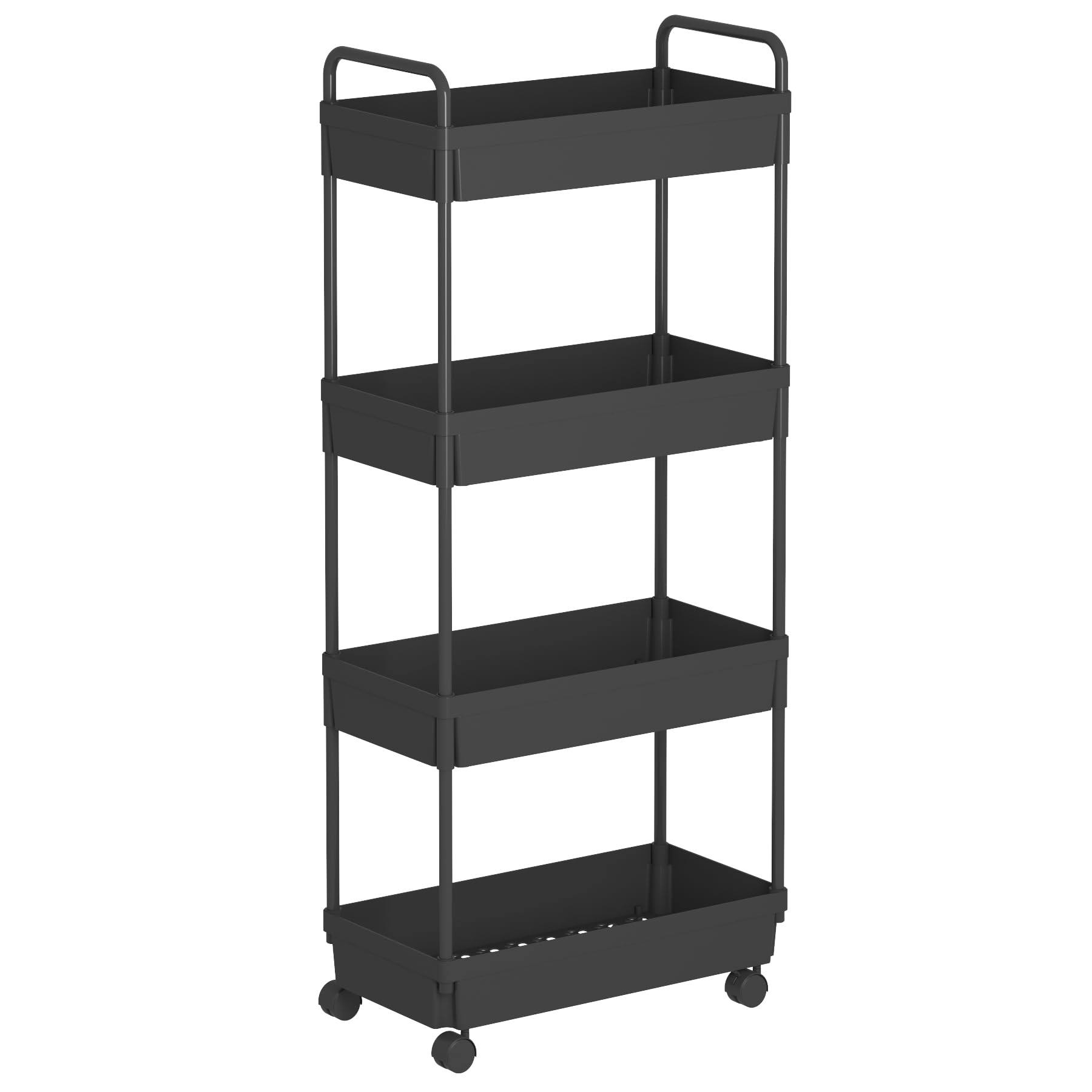 Buzowruil Rolling Storage Cart 4 Tier Organizer Mobile Shelving Unit ...