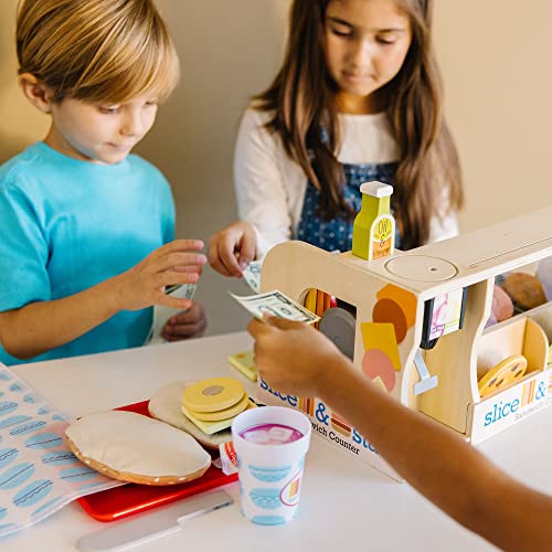 Melissa & Doug Wooden Slice & Stack Sandwich Counter with Deli Slicer ...