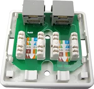 Amazon.com: 2-Port White CAT5E Surface Mount Biscuit Block With Jack UL ...