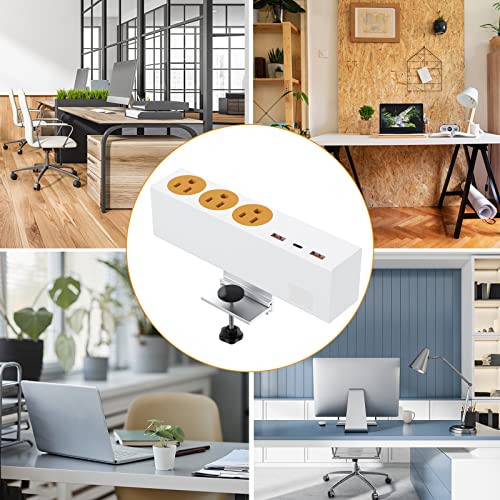 Desktop Clamp Power Strip with USB C, Desk Power Strip Outlet with 3 AC ...