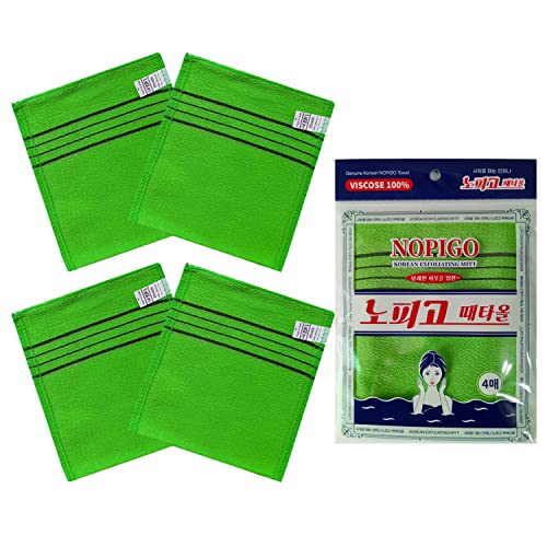NOPIGO Korean Exfoliating Body Scrubber for Shower 4p(Green), Asian ...