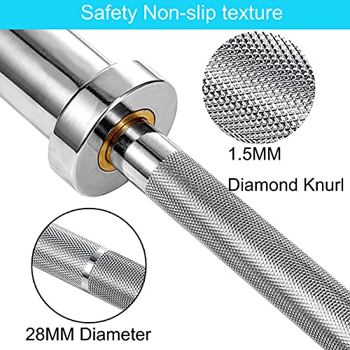 A-free Olympic 7 Feet Weight Bar with Two Spring Collars, Solid Iron ...