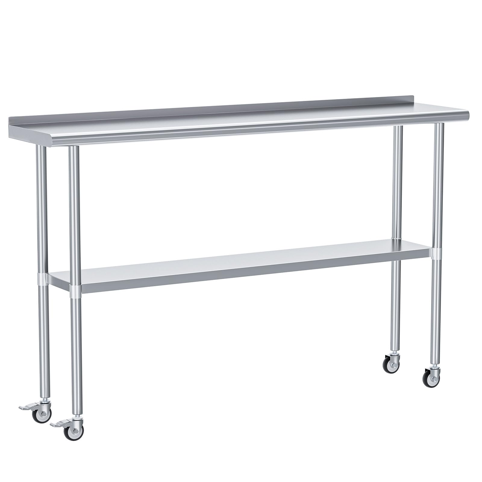 HOCCOT Stainless Steel Prep & Work Table with Adjustable Undershelf ...