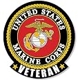 Amazon.com - Round United States Marine Corps with Veteran Tab Sticker ...