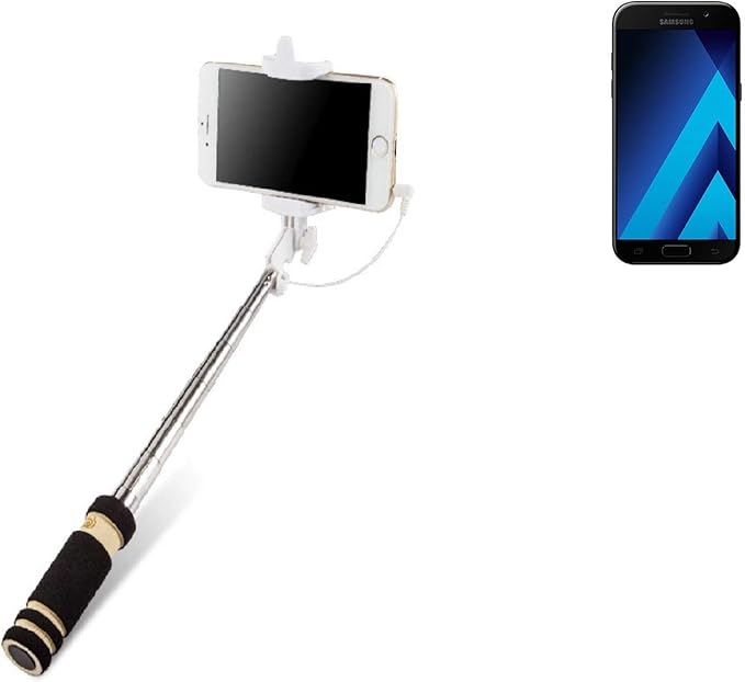 K-S-Trade Selfie Stick e.g. for Samsung Galaxy A5 (2017), black, wired ...