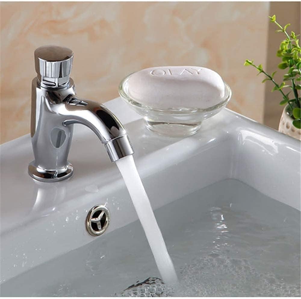 Chrome Self-Closing Water Saving Faucet Brass Cold Water Faucet for ...