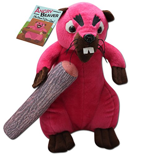 Angry Beaver - 30cm Pink Beaver Plush - with 8" of Detachable Wood ...