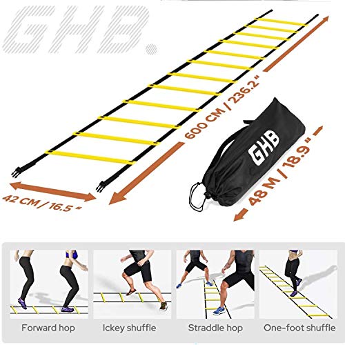 GHB Pro Agility Ladder Agility Training Ladder Speed 12 Rung 20ft with Carrying Bag | Pricepulse