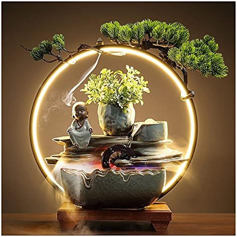 KIZQYN Indoor Water Fountains Indoor Tabletop Zen Waterfall Fountain ...
