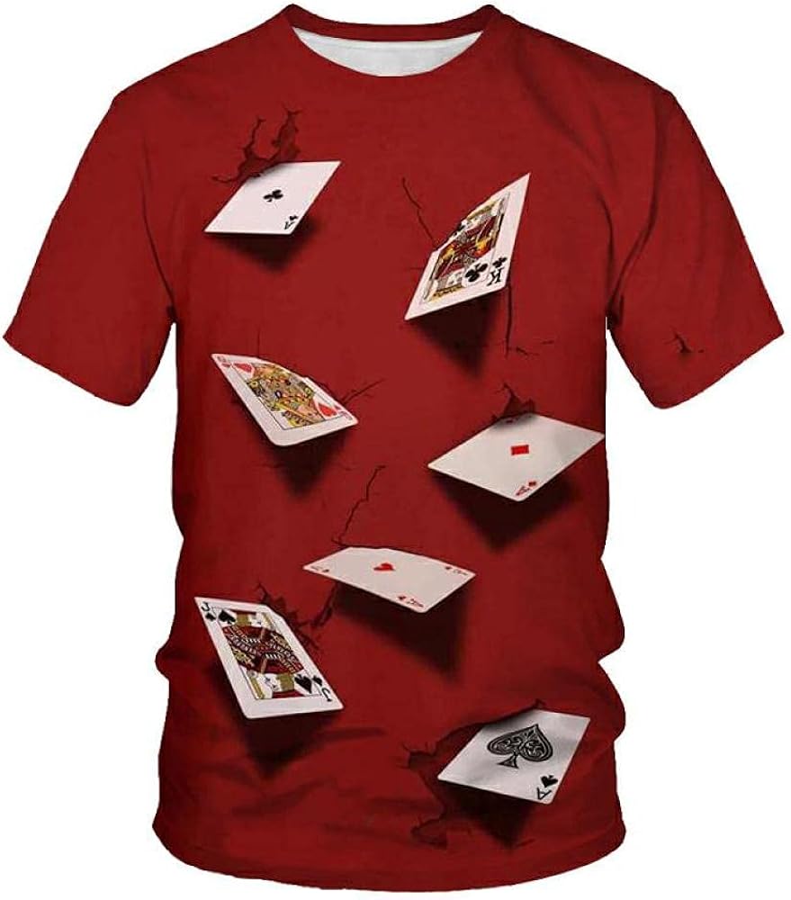 Men's T-Shirt 3D Printed Poker T Shirt Playing Cards Clothes Shirts ...