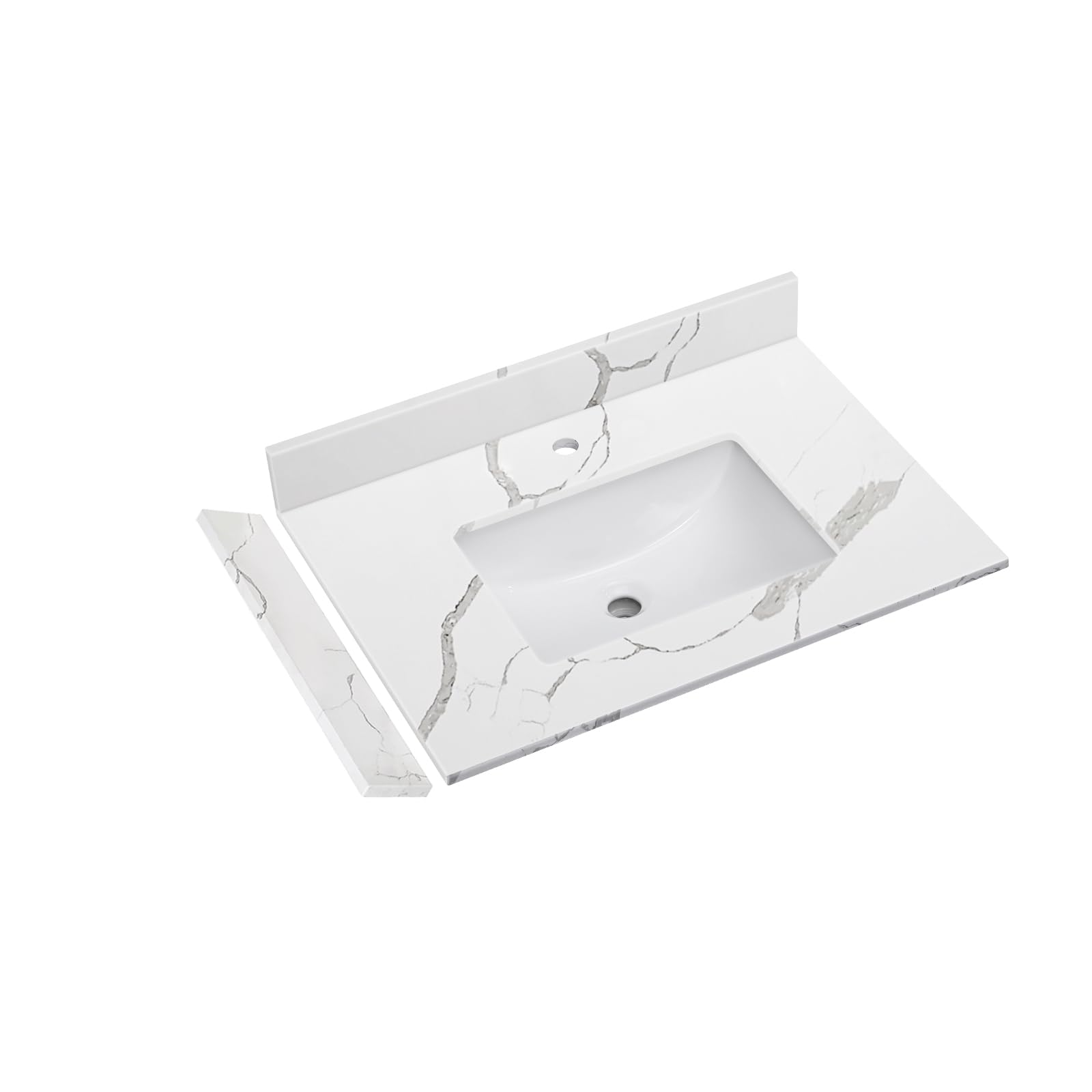 EQLOO 30 in.W x 22 in.D Quartz Calacatta River Vanity Top,with ...