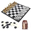 Amazon.com: Peradix Magnetic Chess Checkers Set, Portable Golden ...