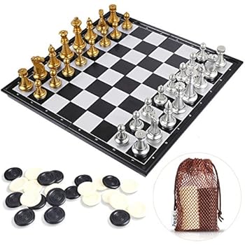 Amazon.com: Peradix Magnetic Chess Checkers Set, Portable Golden ...