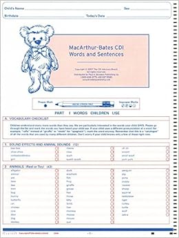 MacArthur-Bates Communicative Development Inventories (CDI) Words and ...