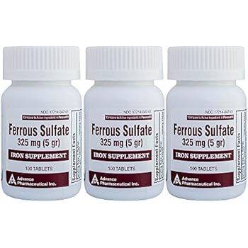 Amazon.com: Ferrous Sulfate Iron Supplement 325 mg (5GR) Generic for ...