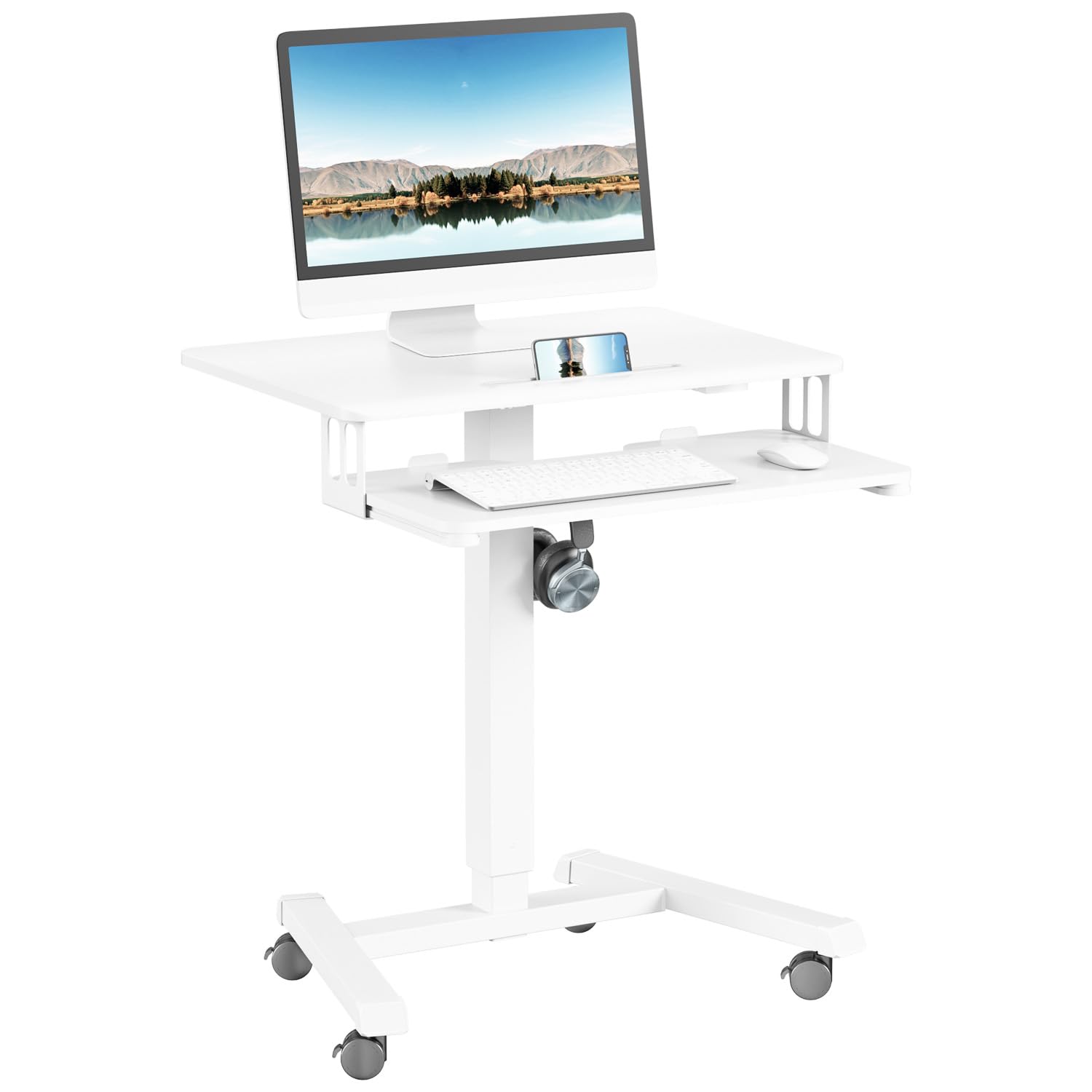 ERGOMAKER Mobile Standing Desk with Keyboard Tray Rolling Desk 25.6 x ...