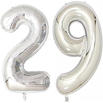 Amazon.com: 40inch Silver Foil 29 Helium Jumbo Digital Number Balloons ...