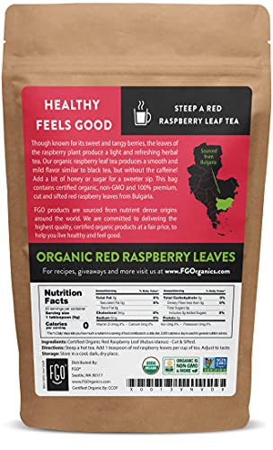 Organic Red Raspberry Leaf | Herbal Tea | 4oz Cut & Sifted Leaves ...