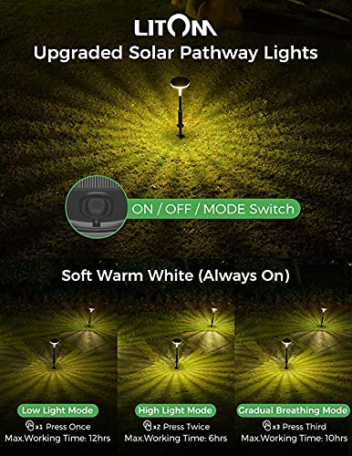 LITOM Pathway Outdoor 3 Modes Wireless LED Landscape, IP65 Waterproof ...