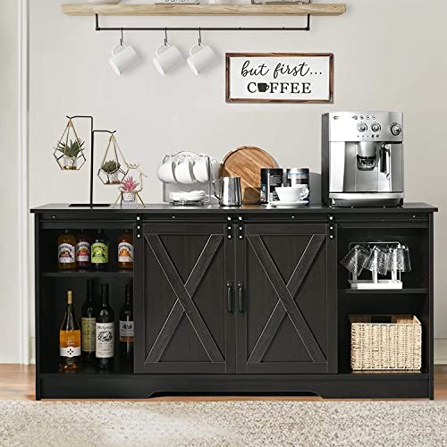 59’’ Coffee Bar Cabinet, Kitchen Sideboard Buffet Storage Cabinet with ...