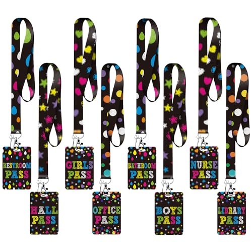 8 Sets Hall Lanyards Passes Classrooms Passes Set Unbreakable Classroom ...