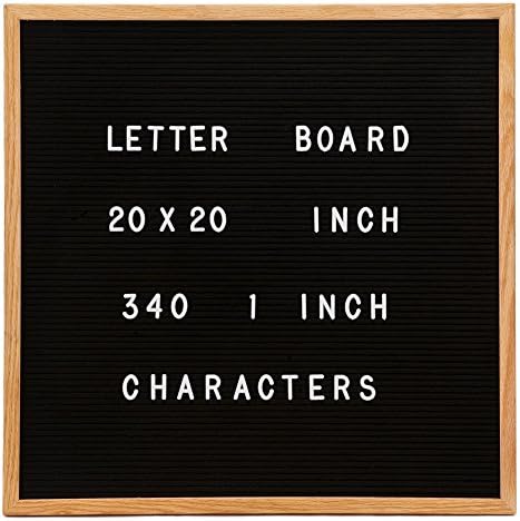 Changeable Letter Board, Large 20" x 20" Inch Oak Wood Frame, Black ...