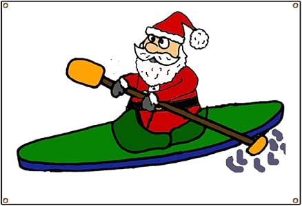 Amazon.com: CafePress Santa Claus Kayaking Christmas Art Vinyl Banner ...