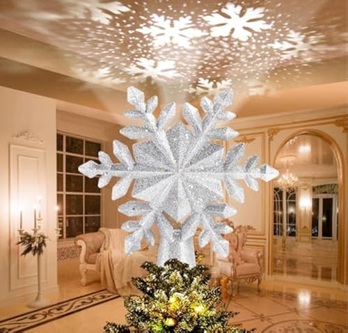 Christmas Tree Topper Lighted Star Tree Topper with LED Rotating ...