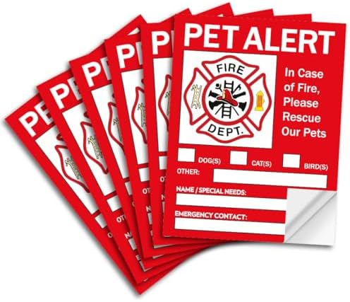 Pet Alert Safety Fire Rescue Sticker - Save Our Pets Emergency Pet ...