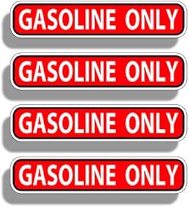 Amazon.com: GASOLINE ONLY Sticker Set of 4 Die Cut Vinyl Decal label ...