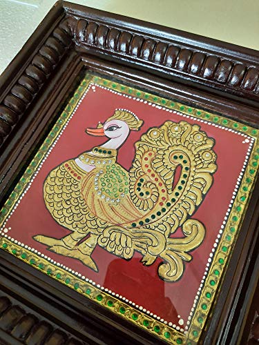 Buy JLine Arts Annam Swan/Anna Pakshi Tanjore Painting Size 8 x 8 ...