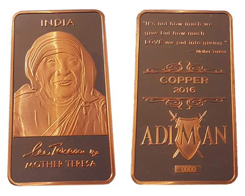 Adiman Mother Teresa Copper Bullion Coin Limited Collectible Edition ...
