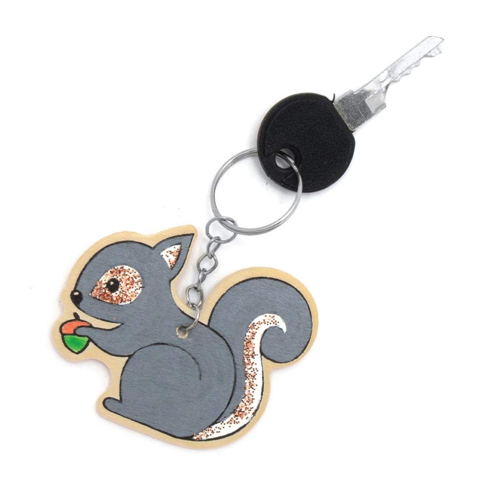 Baker Ross AX182 Woodland Animal Wooden Keyrings – Pack of 10, Colour ...