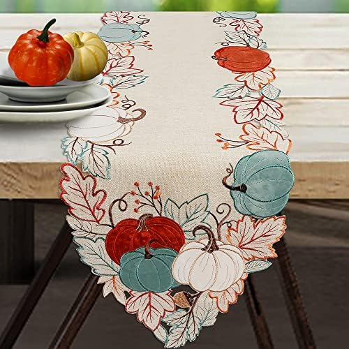 OWENIE Fall Table Runner, Thanksgiving Pumpkins Table Runner 70 Inches ...
