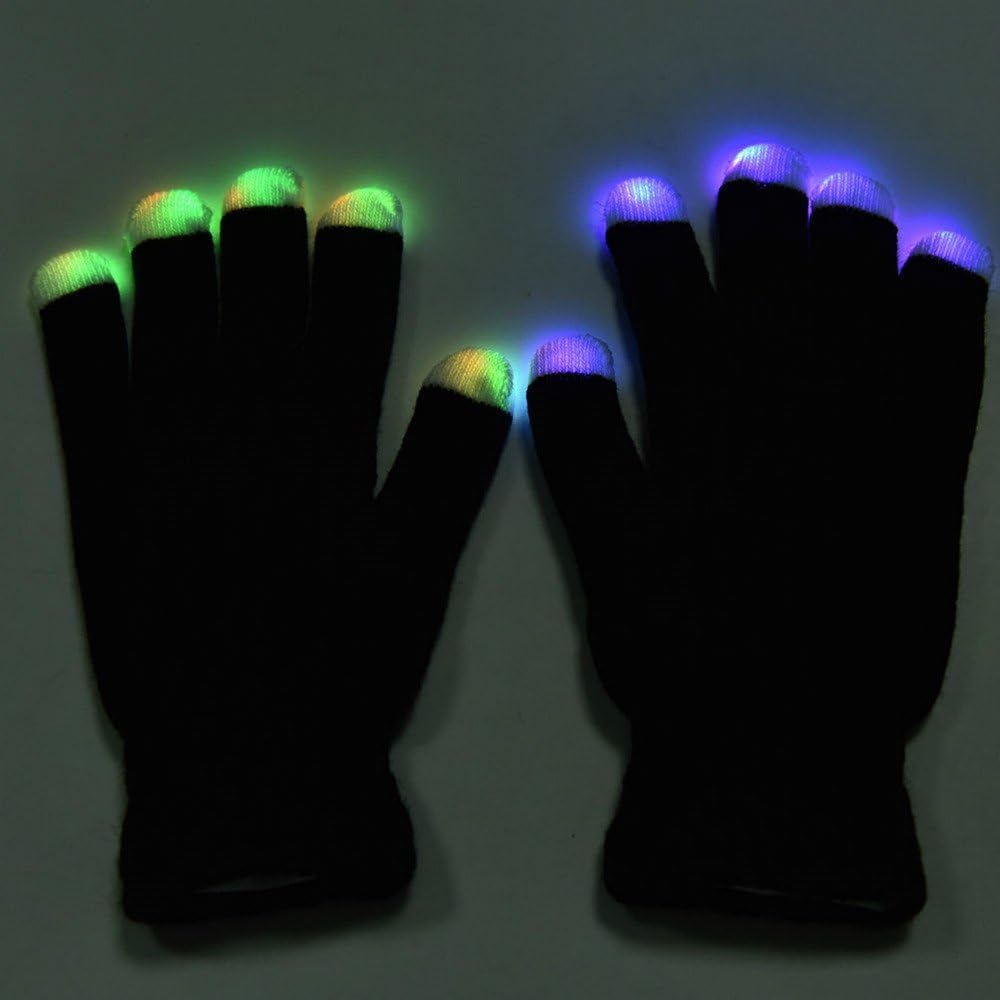 LED Gloves-7 Colors Light Show LED Gloves Rave Light Finger Lighting ...
