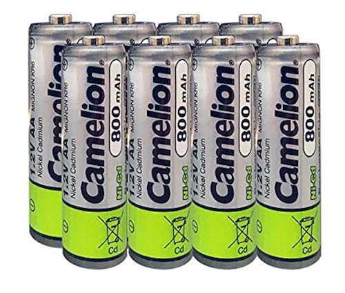 AA Size NiCd Nickel Cadmium 1.2V 800 mAh Rechargeable Battery for Solar Garden Lights (8 Pack ...