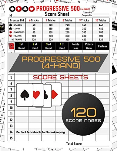 Progressive 500 Score Sheets (4-Hand): Progressive 500 Score Pads (4 ...