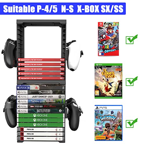 SIKEMAY Game Storage Tower for PS5/ PS4/ Xbox Series S & X/Xbox ...