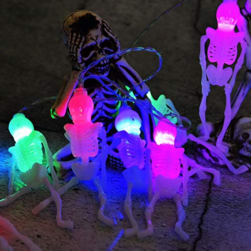 Halloween Skeleton Skull String Lights Battery Operated, Spooky ...