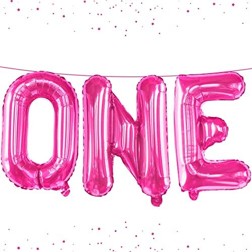 KatchOn, Hot Pink One Balloon for First Birthday - 16 Inch | Pink One ...